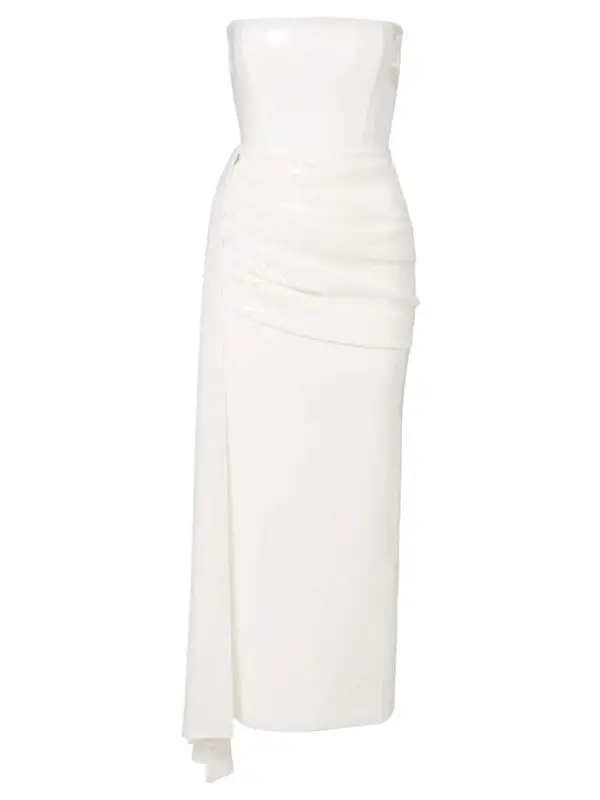 Alex Perry Bridal Strapless Sequin Gown - White