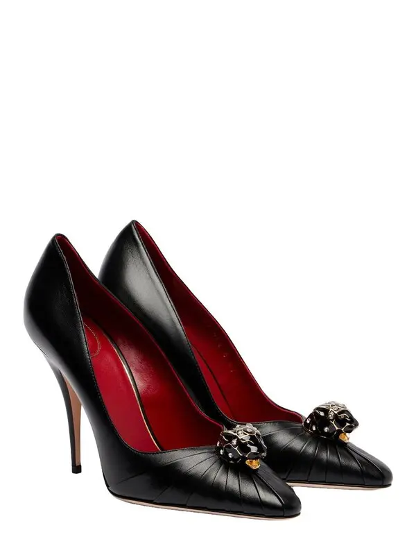 Valentino Garavani Pas De Chat 105 Leather Pumps - Black