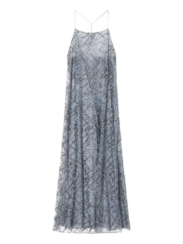 Emporio Armani Sequin-embellished A-line Dress - Silver