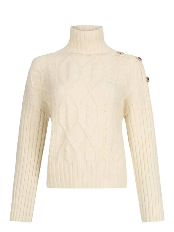 Liu Jo Turtleneck Knitted Wool Sweater - Beige