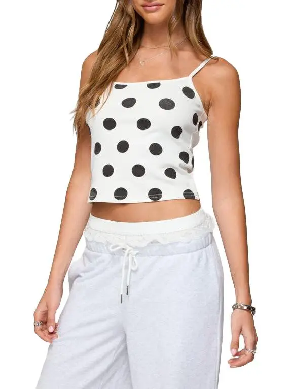 EDIKTED Lynne Polka Dot Cotton Camisole - White