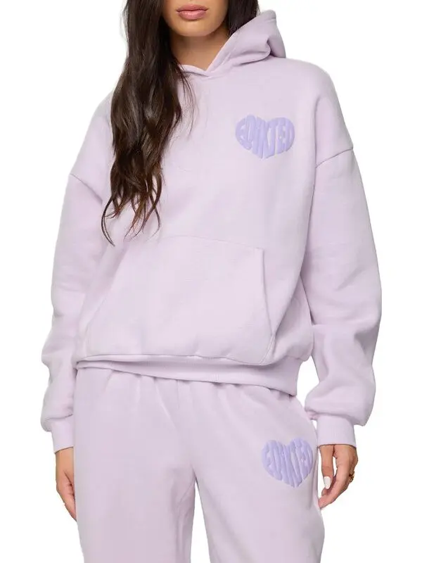 EDIKTED Relaxed Fit Logo Hoodie - Lilac