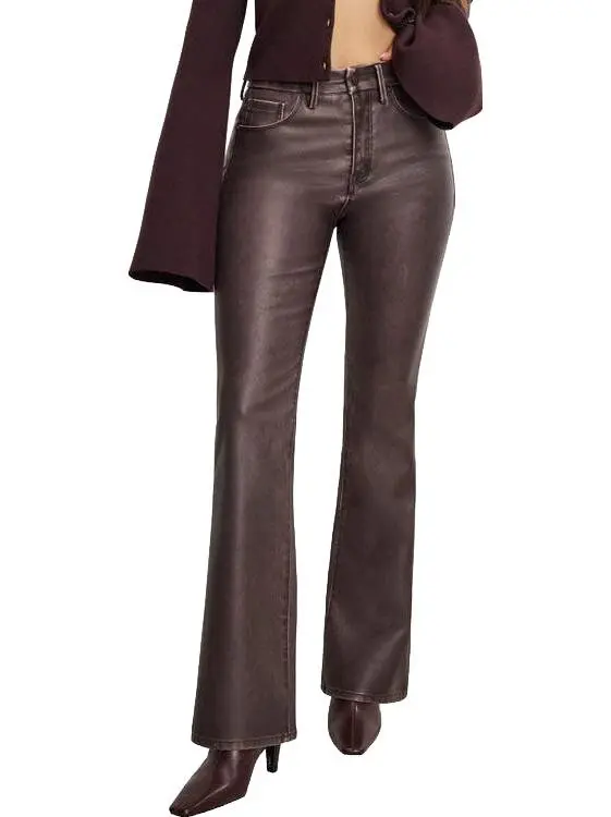 Good American High Waist Faux Leather Bootcut Pants - Vamp001