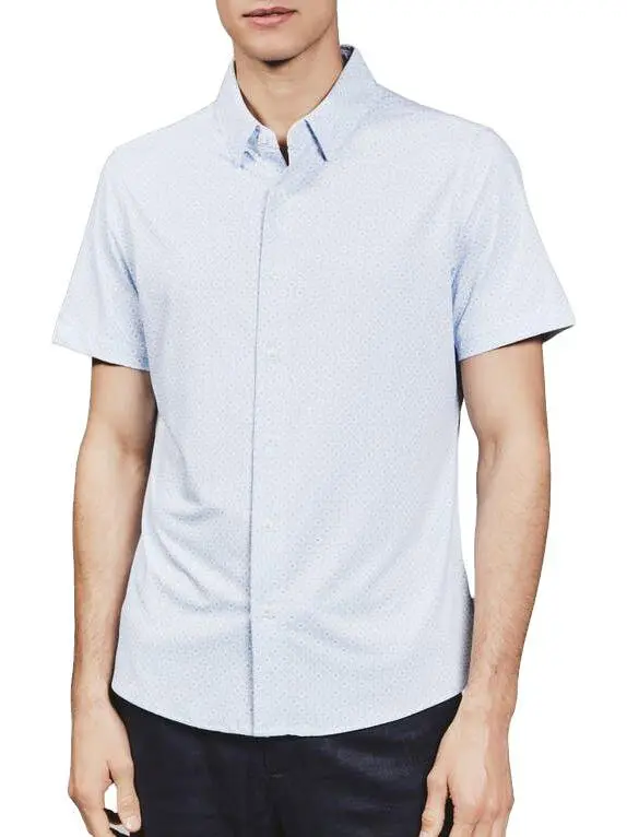 7 Diamonds Pryce Short Sleeve Stretch Button-up Shirt - Light Blue