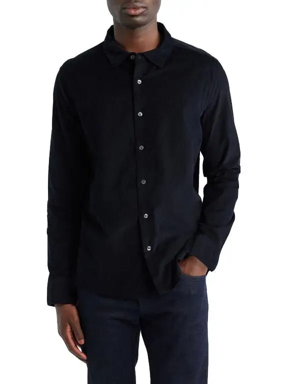 7 Diamonds Herigate Cotton Corduroy Button-up Shirt - Black