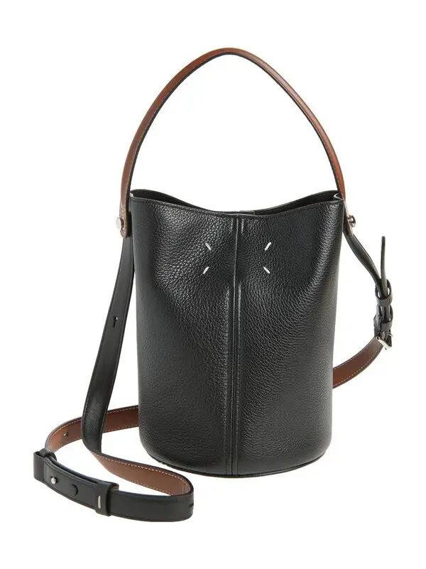 MAISON MARGIELA Leather Bucket Bag - Black/chestnut/black