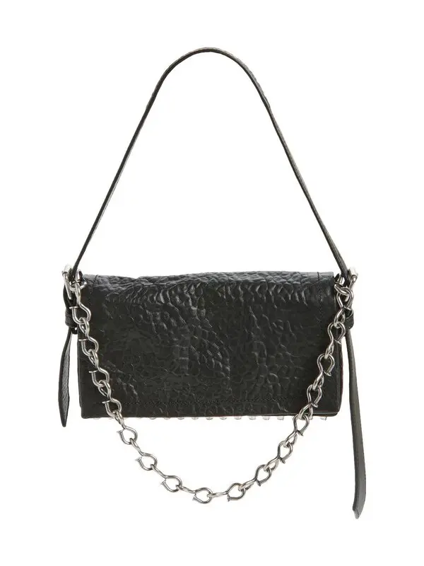 Alexander Wang Slim Ricco Crushed Leather Shoulder Bag - Black