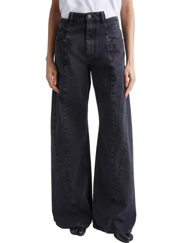 MAISON MARGIELA Décortiqué Wide Leg Jeans - Medium Black Stone