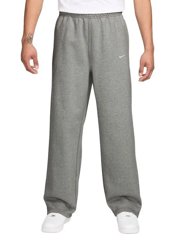 Nike Solo Swoosh Open Hem Fleece Sweatpants - 063 Dk Gry Hthr/lt Smk Gry