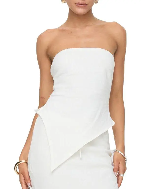 Princess Polly Birdie Asymmetric Strapless Top - White
