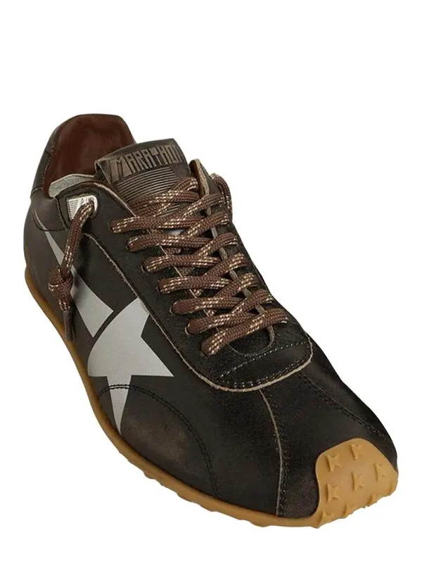 GOLDEN GOOSE Marathon M70 Leather Sneakers - Black/silv