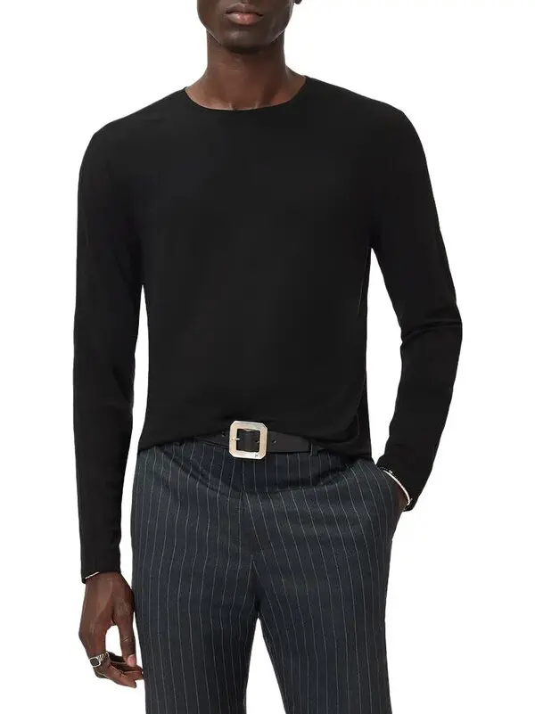 John Varvatos Clemente Lyocell & Wool Long Sleeve T-shirt - Black