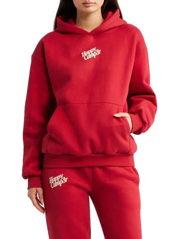 HAPPY CAMP3R Puff Series Core Logo Cotton-blend Hoodie - Pomegranate Red