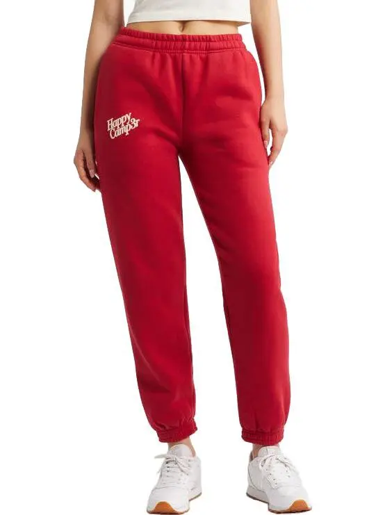 HAPPY CAMP3R Core Logo Cotton-blend Fleece Joggers - Pomegranate Red