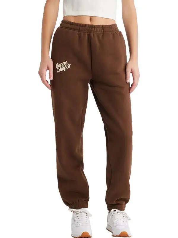 HAPPY CAMP3R Core Logo Cotton-blend Fleece Joggers - Chestnut Brown