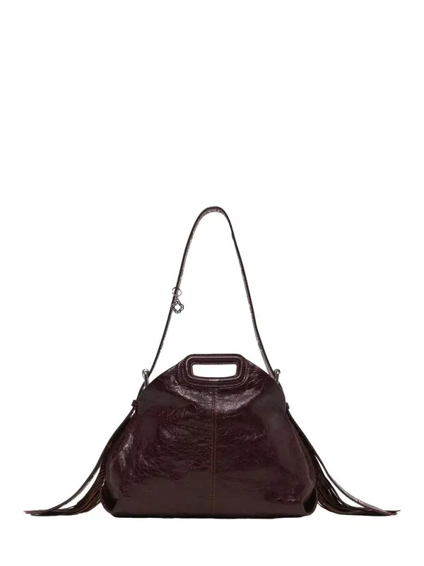 Maje Miss M Crackled Leather Bag - Dark Brown