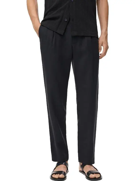 Mango Pleated Straight Fit Trousers - Black