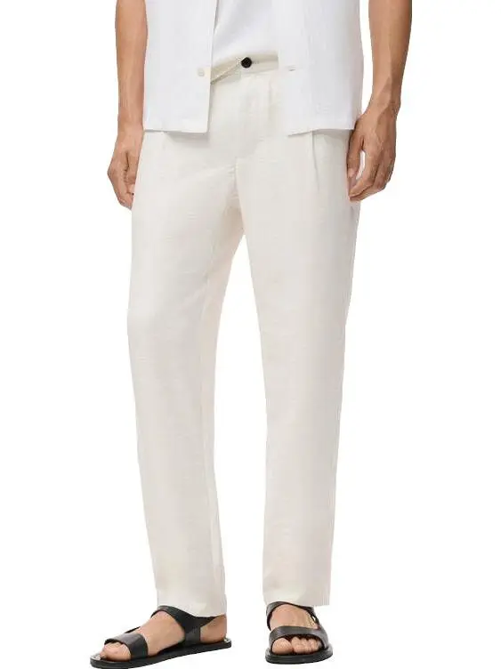 Mango Pleated Straight Fit Trousers - Off White