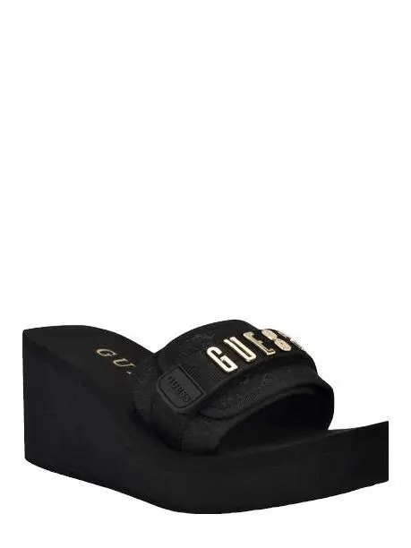 Guess Dellean Platform Wedge Sandal - Black