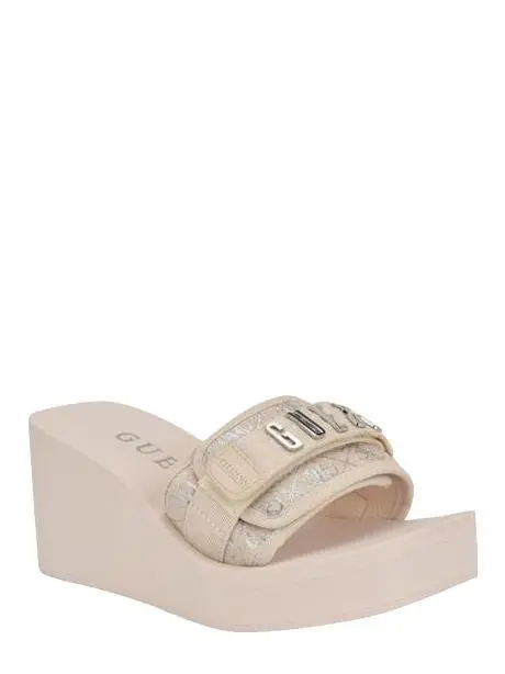 Guess Dellean Platform Wedge Sandal - Natural