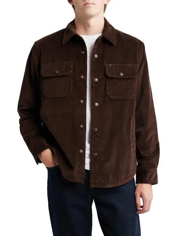 Ag Elias Corduroy Shirt Jacket With Faux Shearling Lining - Raw Umber