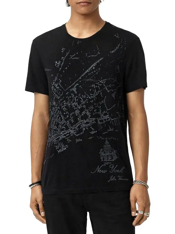 John Varvatos Embroidered Crewneck T-shirt - Black