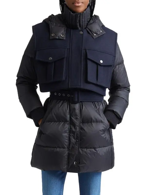 Veronica Beard Down Puffer Jacket With Vest - Black