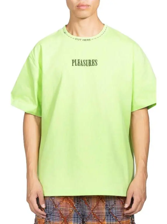 PLEASURES Cut Here Heavyweight Graphic T-shirt - Lime