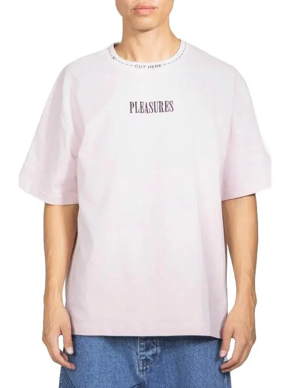 PLEASURES Cut Here Heavyweight Graphic T-shirt - Pink