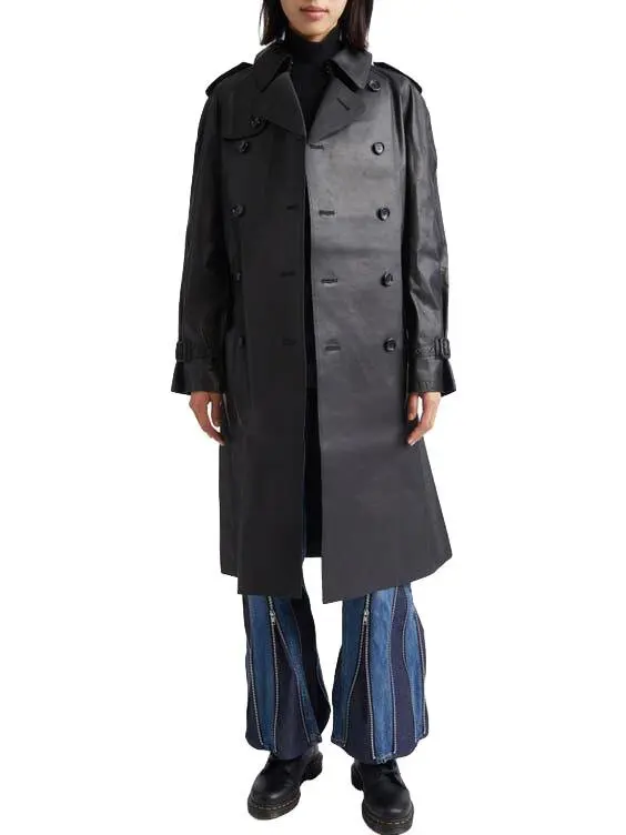Junya Watanabe Leather Trench Coat - Black