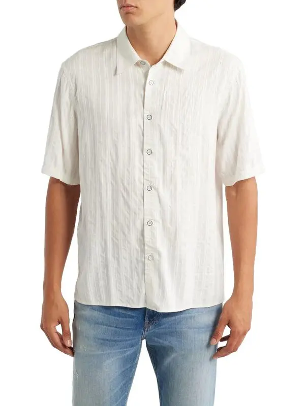Rag & Bone Dalton Plaid Short Sleeve Button-up Shirt - Chalk