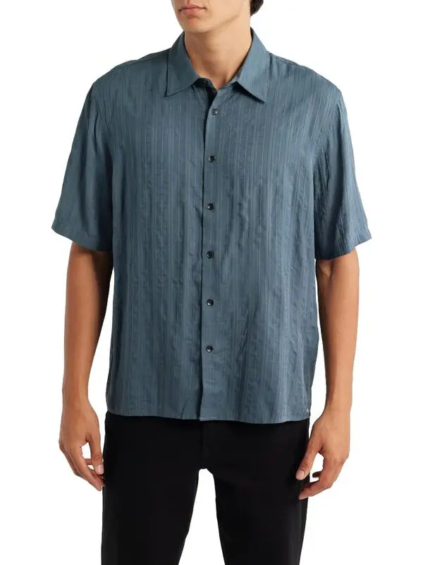 Rag & Bone Dalton Plaid Short Sleeve Button-up Shirt - Slate