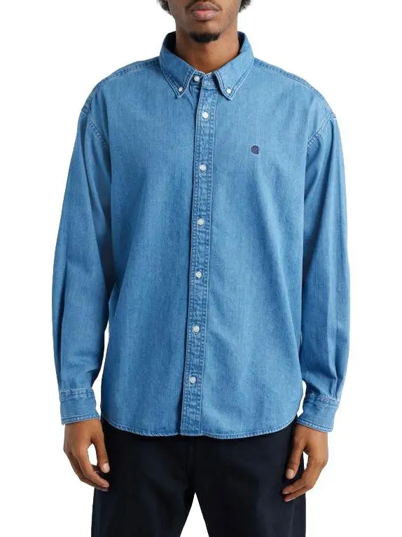 Carhartt Work In Progress Lucas Denim Button-down Shirt - Blue Stone Washed