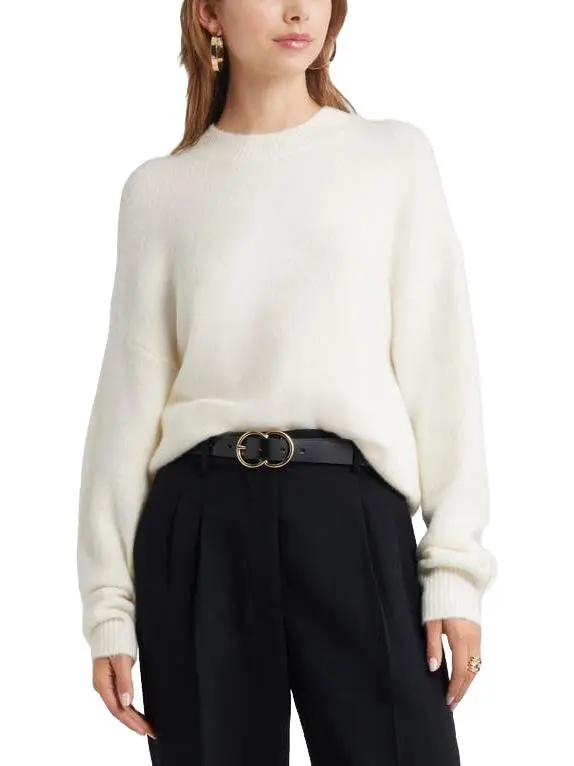 OPEN EDIT Cozy Crewneck Sweater - White Whisper