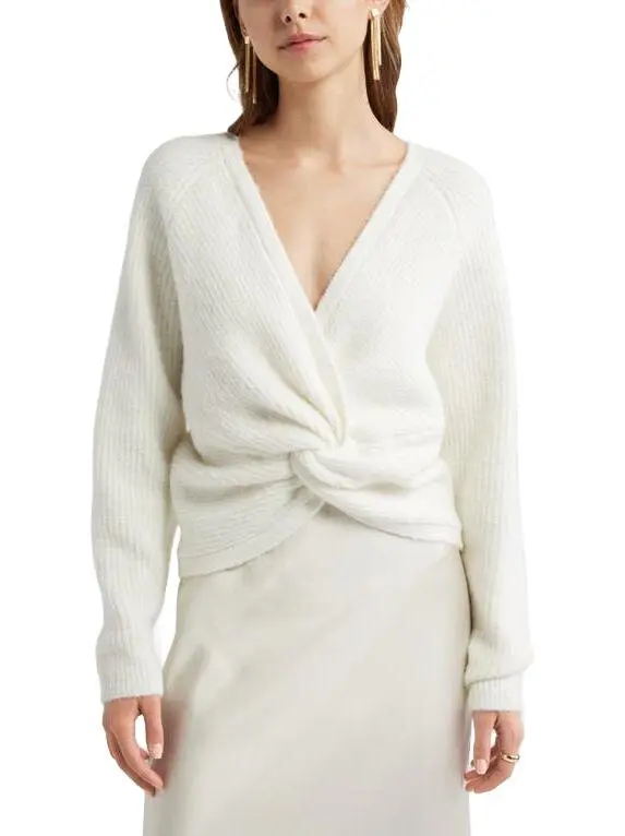 OPEN EDIT Twist Reversible Sweater - Ivory