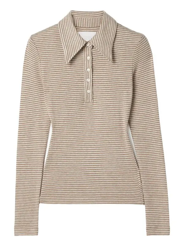 Citizens Of Humanity Shara Striped Jersey Polo Shirt - Neutrals