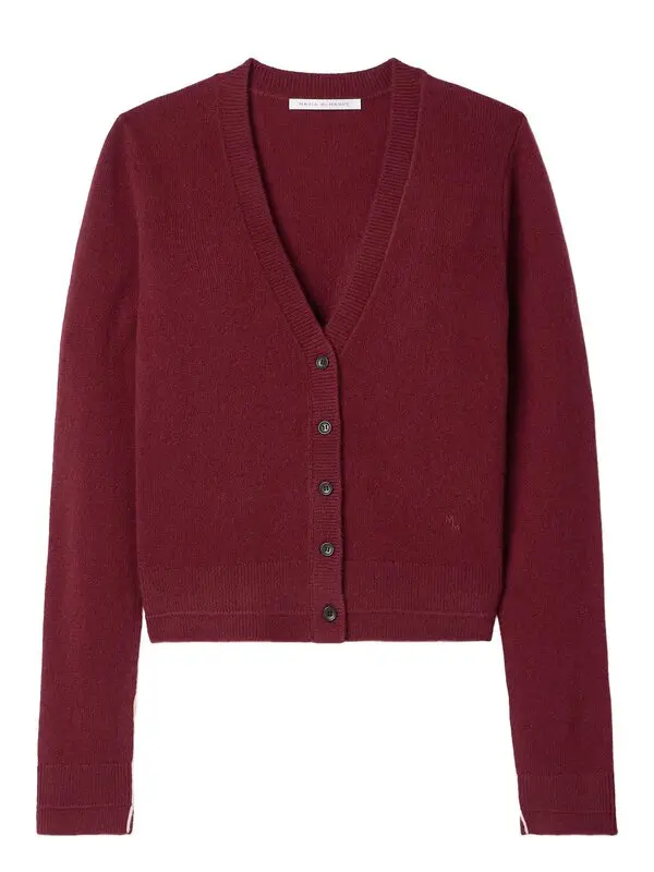 Maria Mcmanus Shrunken Wool And Cashmere-blend Cardigan - Burgundy
