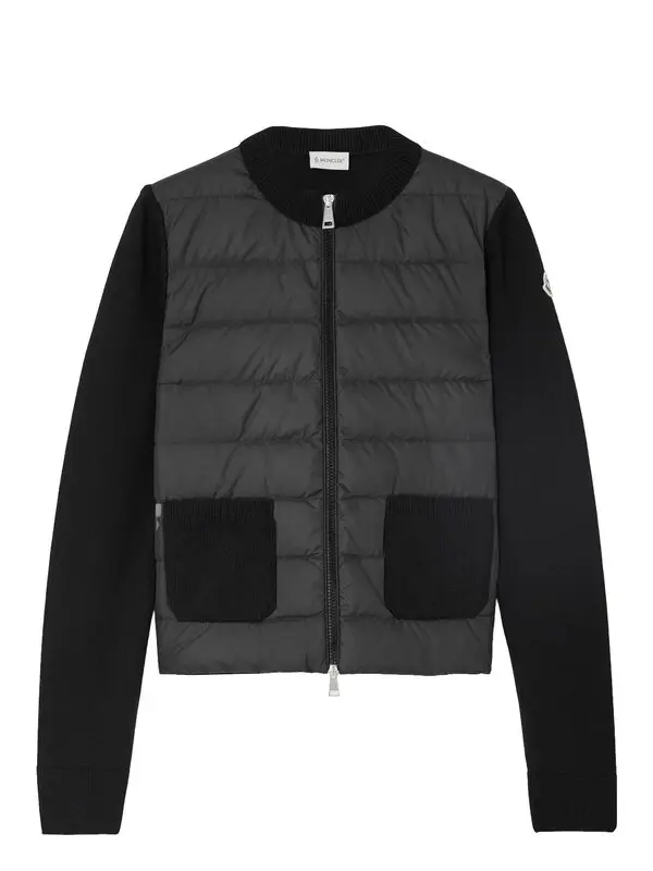 Moncler Wool And Quilted Shell Down Cardigan - Black