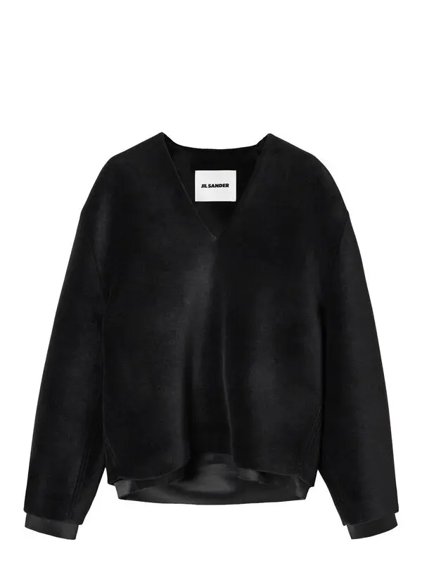 JIL SANDER Layered Velvet And Satin Blouse - Black