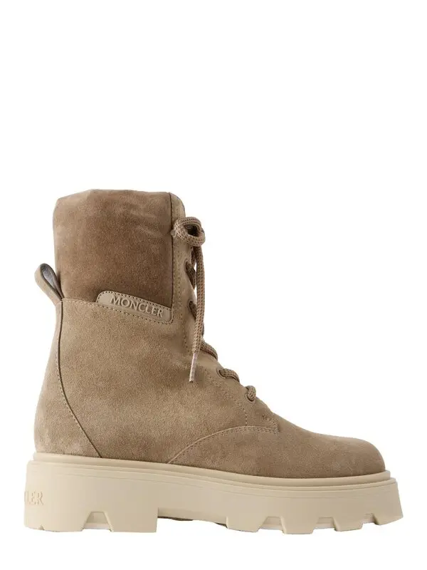 Moncler Aurea Paneled Suede Ankle Boots - Brown