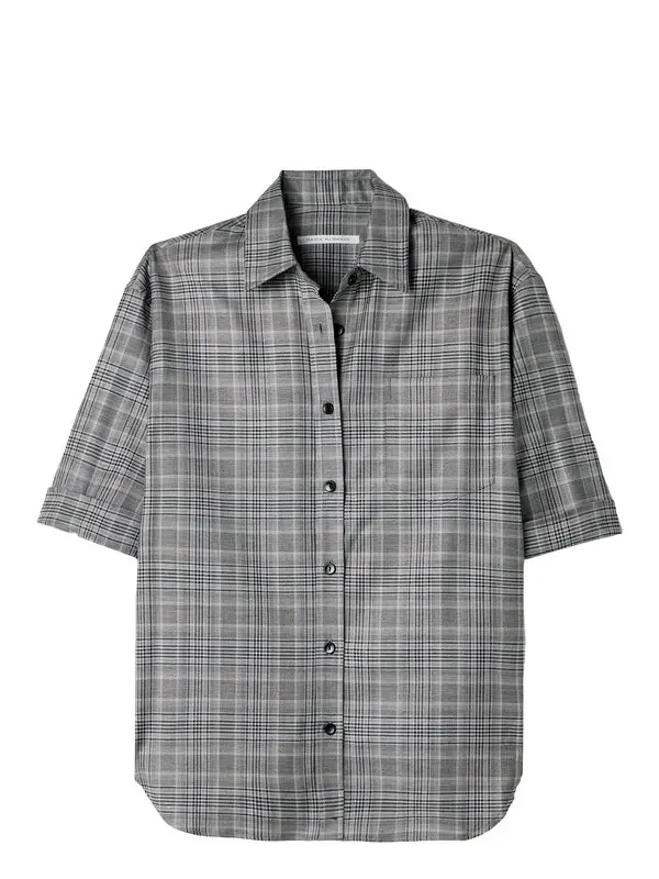 Maria Mcmanus Oversized Checked Wool-blend Shirt - Gray