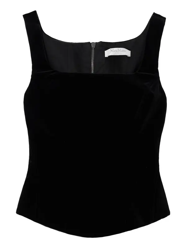 Max Mara Stretch-cotton Velvet Bustier - Black