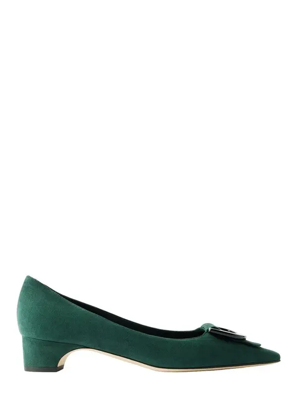 Manolo Blahnik Beti 30 Embellished Suede Pumps - Green
