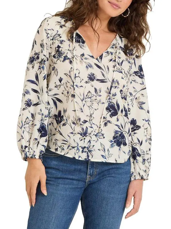 Tommy Bahama Flora Flourish Split Neck Top - Coconut