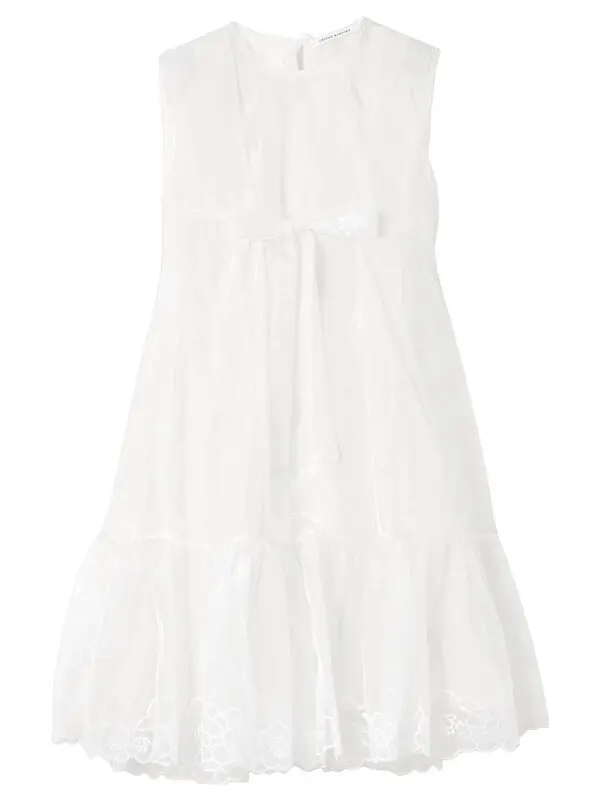 Cecilie Bahnsen Embroidered Bow-embellished Organza Mini Dress - White