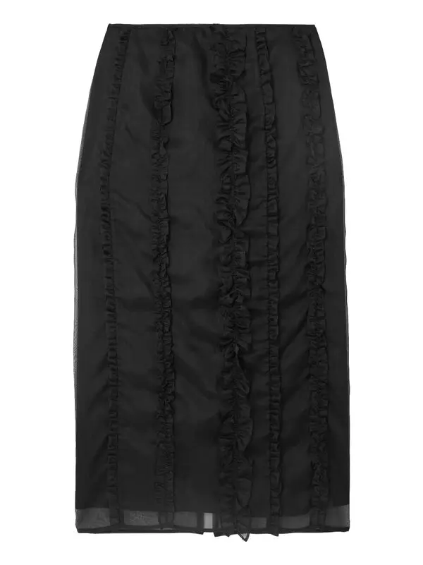Cecilie Bahnsen Ocean Ruffled Silk-organza Midi Skirt - Black