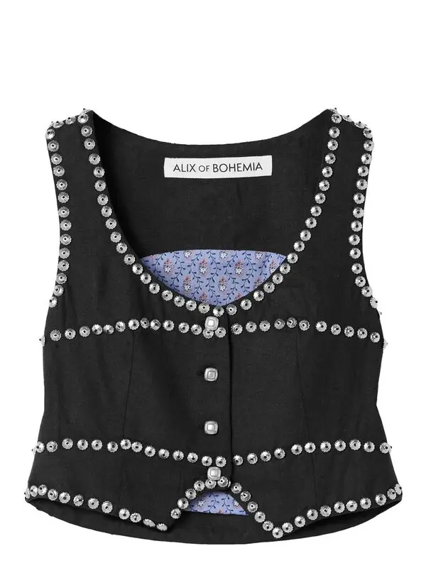 Alix Of Bohemia Mossie Studded Cotton Vest - Black