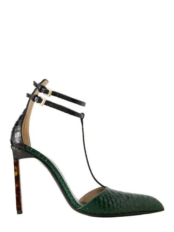TOM FORD Snake-effect Leather Pumps - Green
