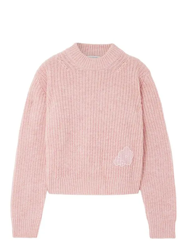 Cecilie Bahnsen Appliquéd Wool Sweater - Pastel Pink