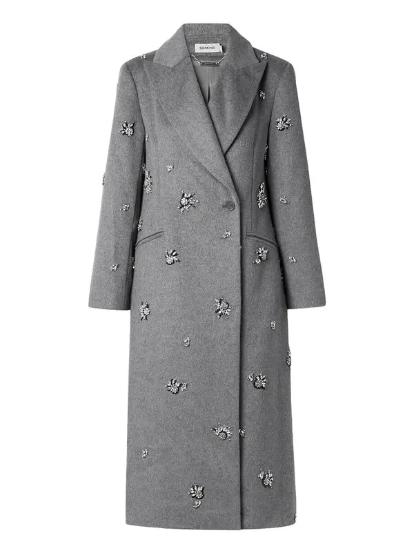 Simkhai Gianni Embellished Wool-blend Felt Coat - Gray
